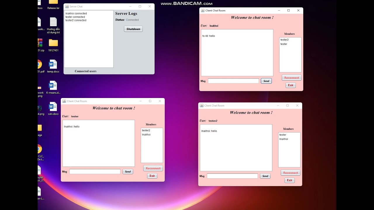 Java Swing Multithread Socket Client Server Chat Application