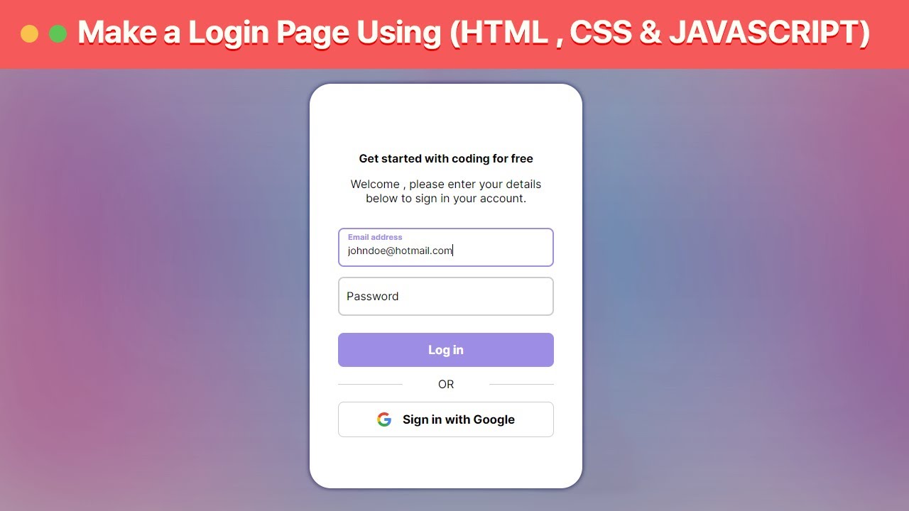 рџ ґhow To Create Login Form Using Html Css And Javascript Youtube