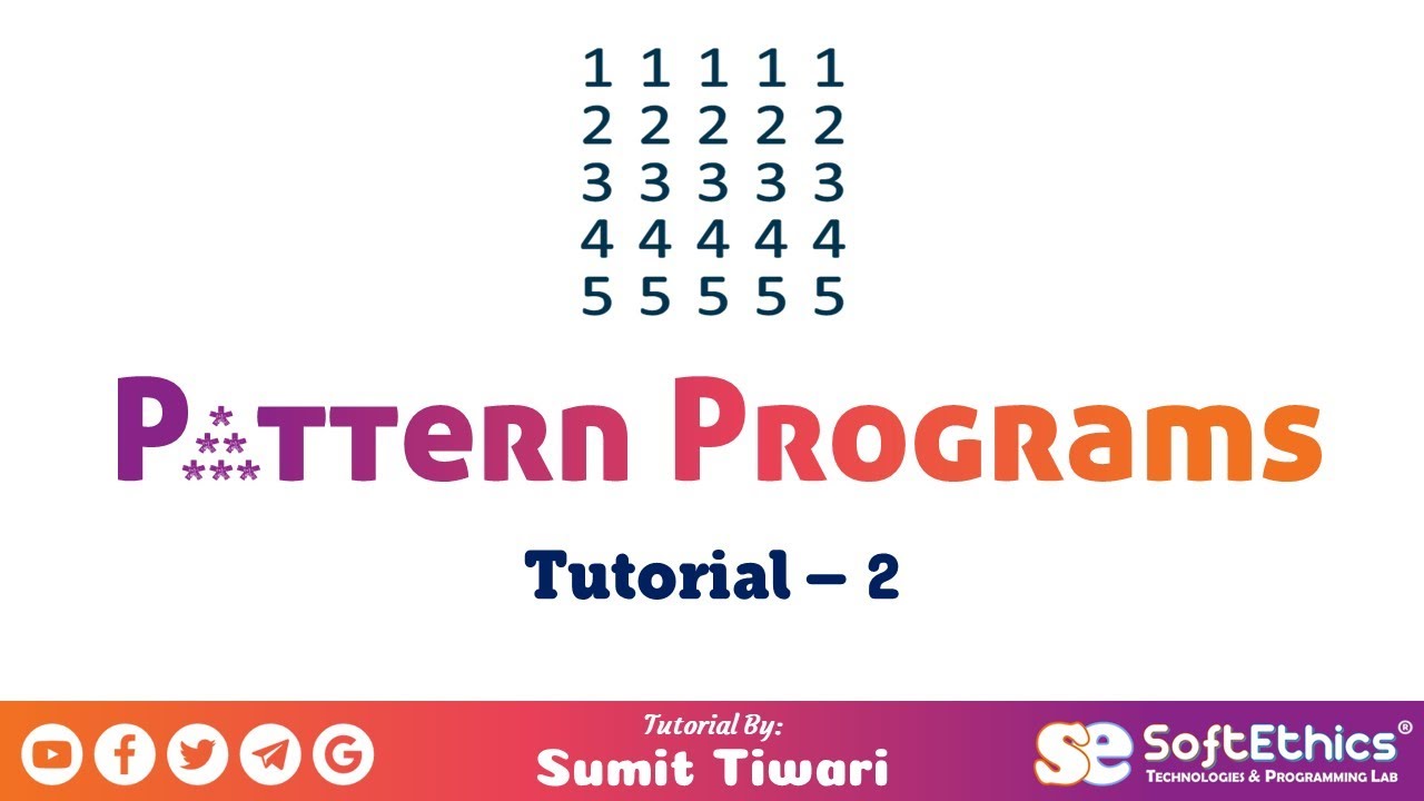 Pattern Programs Tutorial Part 2 Number Pattern Youtube