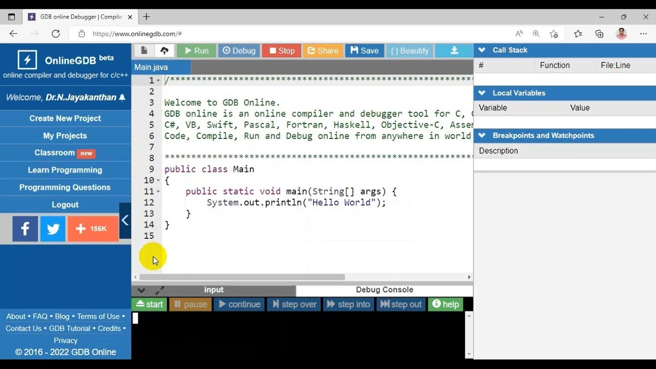 Online Gdp Compiler For Java Programming Youtube
