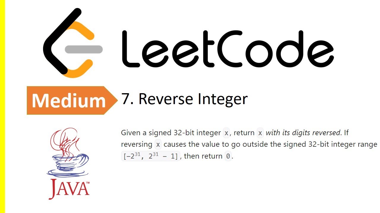 Leetcode Problem 7 Reverse Integer Java Solution Youtube