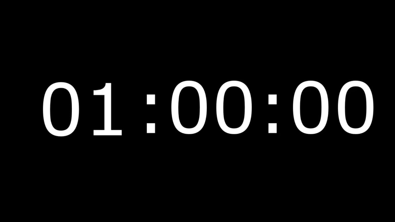 1 Hour Timer Count Up In Full Black Background And Clockwise Video