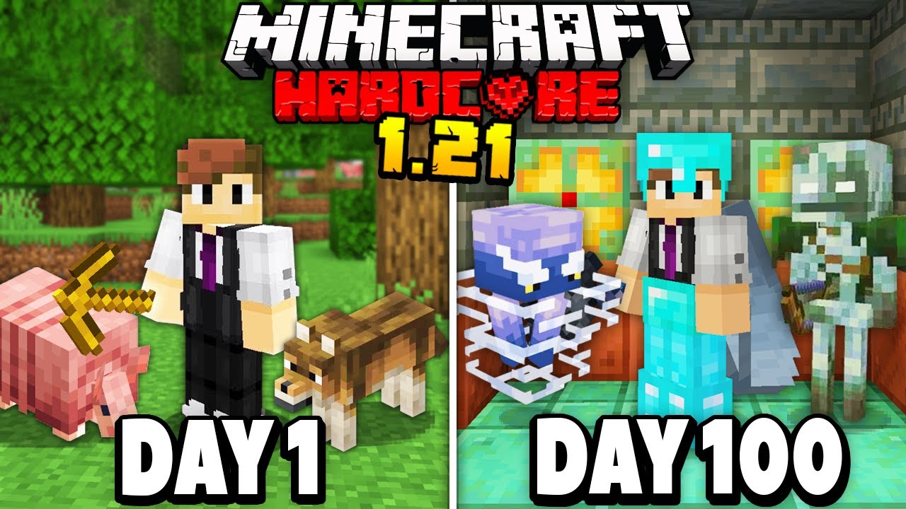 I Survived 100 Days In 1 21 Minecraft Hardcore Youtube