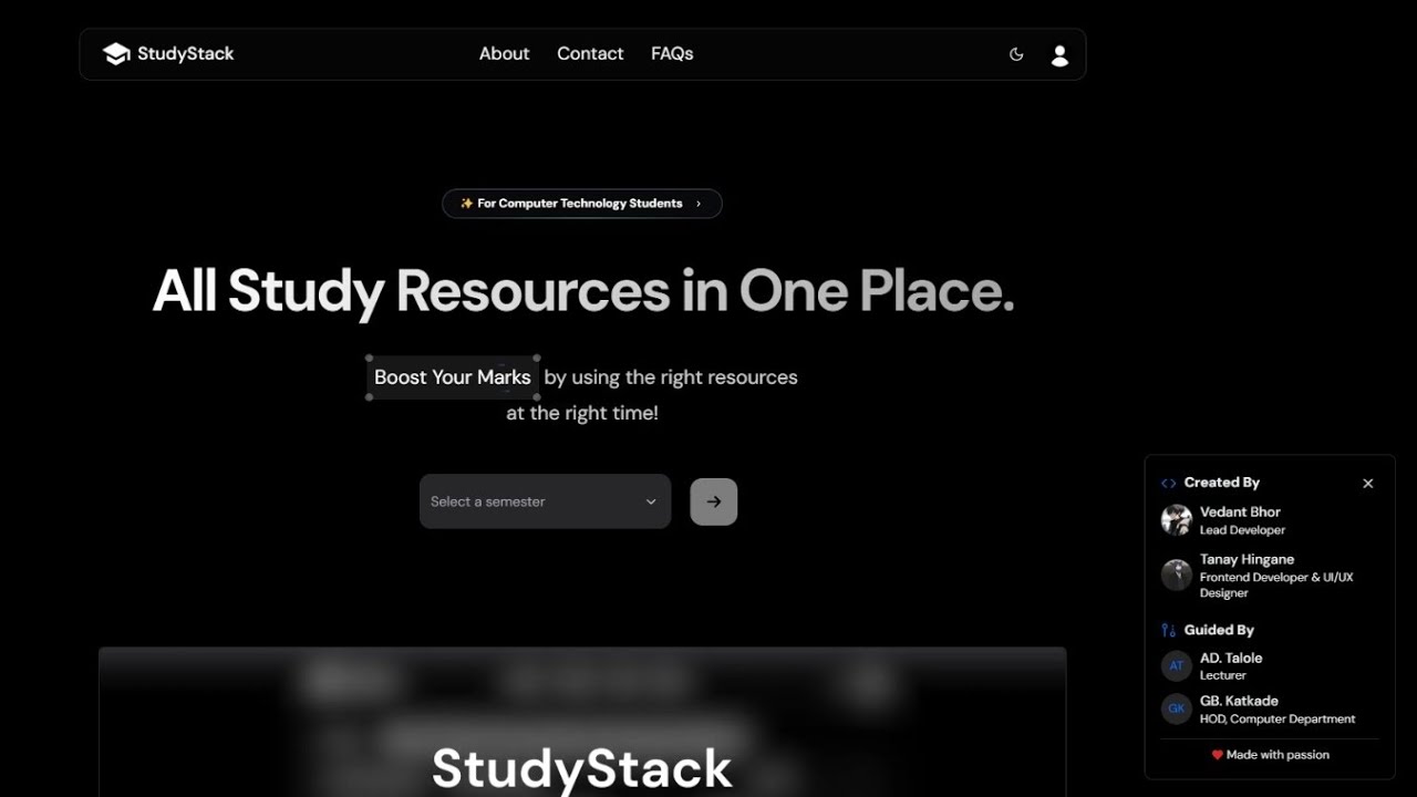 Studystack Demo Video вђћвѓё Studystack01вѓ Created By Vedant Bhor And