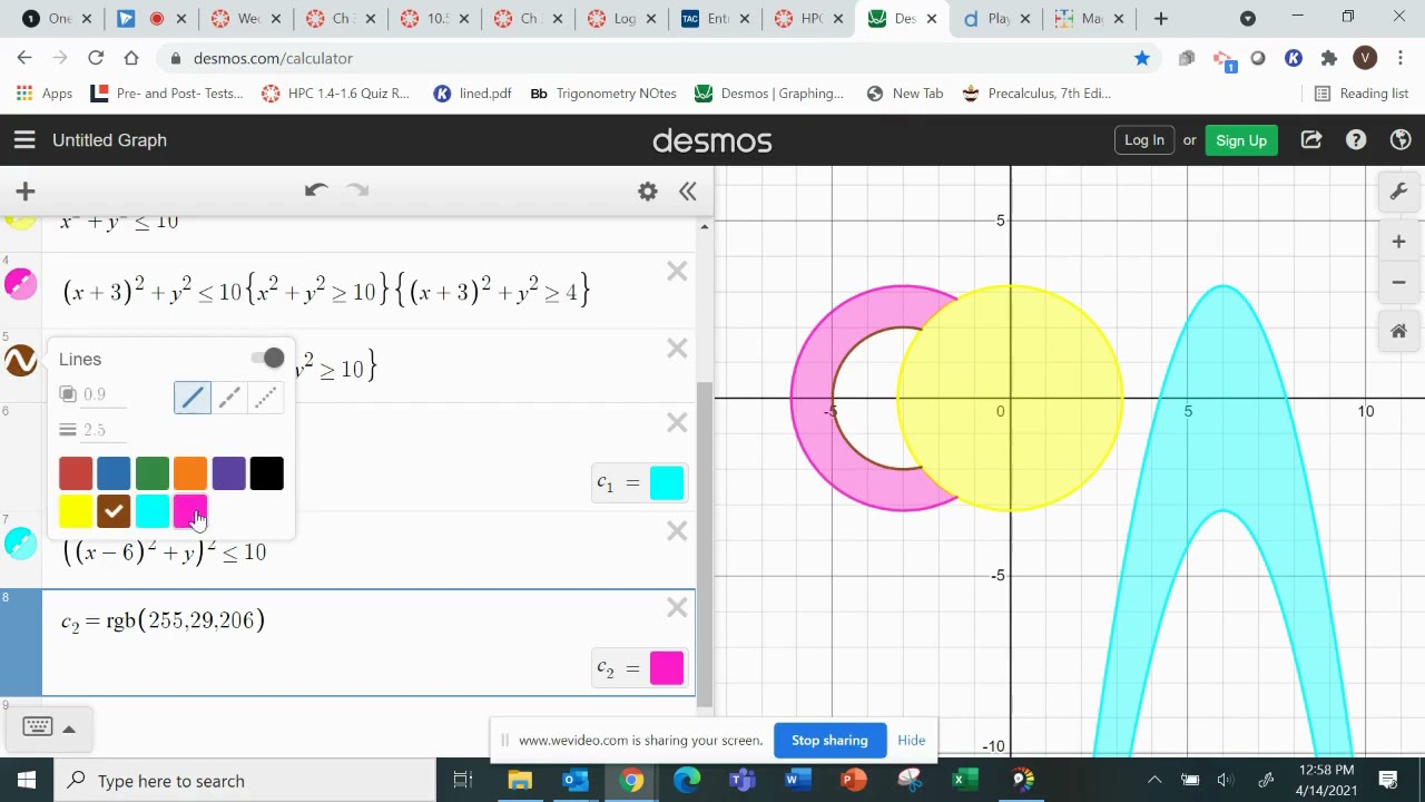 Desmos How To Create A Custom Color Youtube
