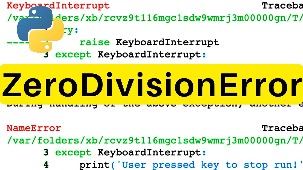 Zerodivisionerror Python Tutorial Youtube