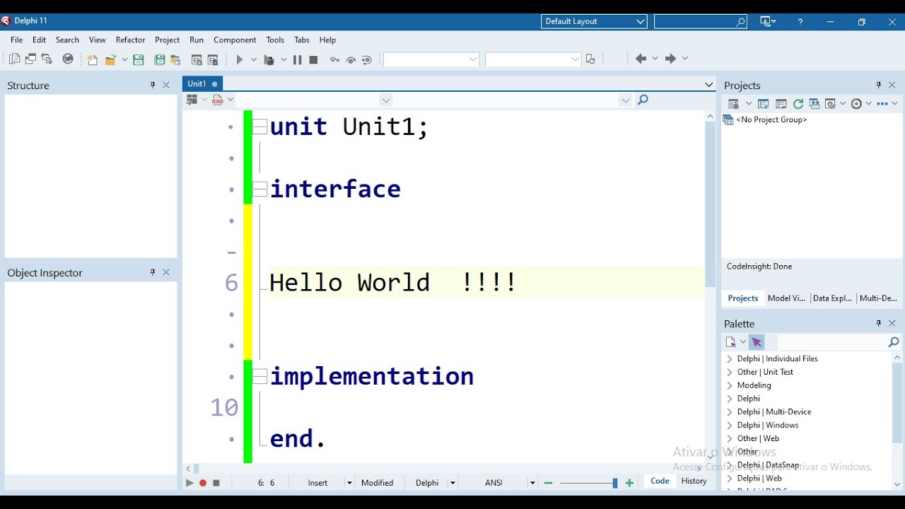Criando Primeira Aplicação No Delphi Hello World Alô Mundo Youtube