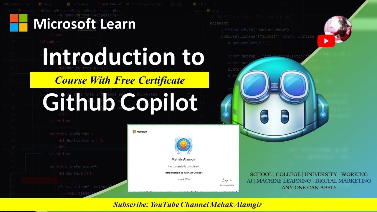 Introduction To Github Copilot Free Course With Certificate Youtube