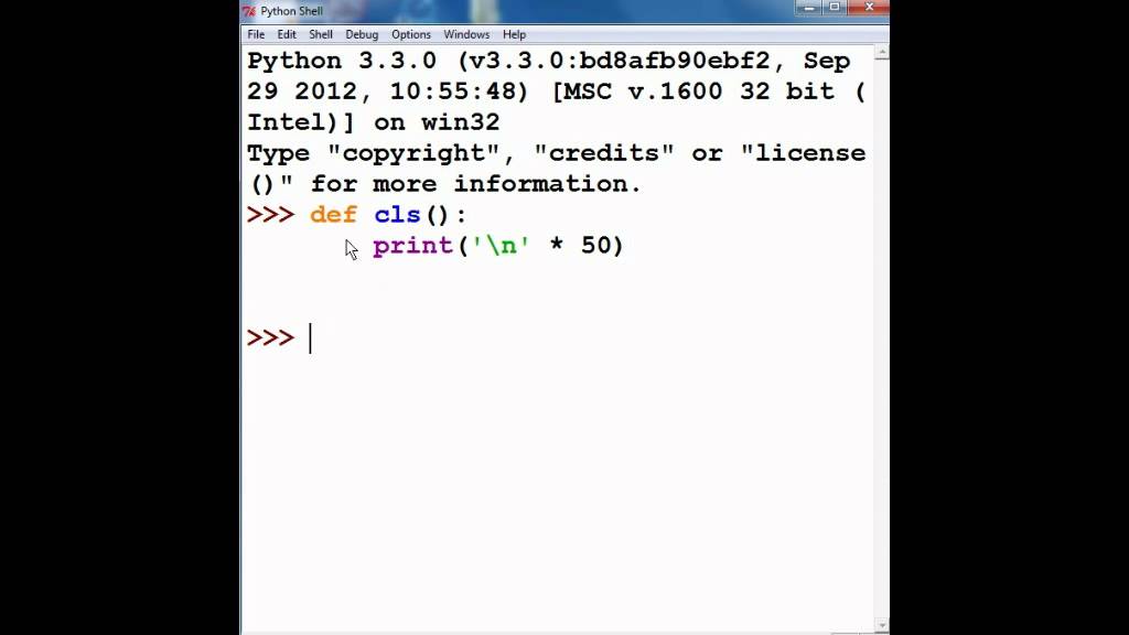 Python Clear Screen Function Youtube