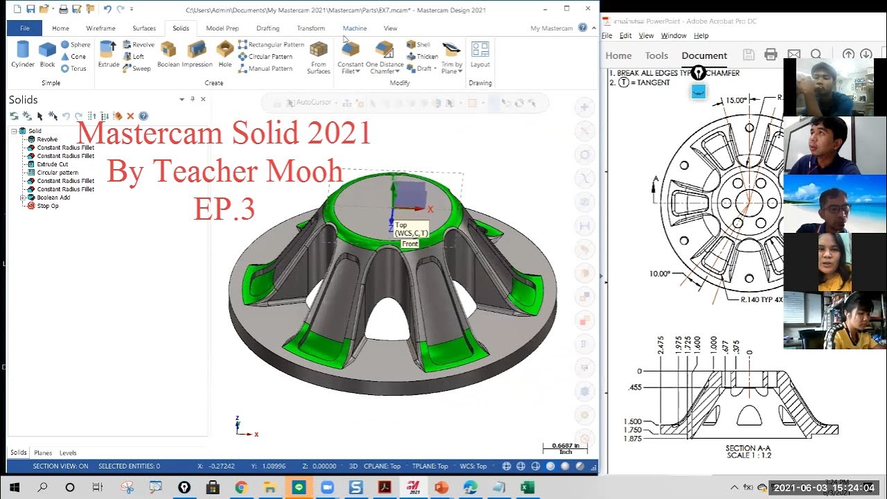 Mastercam Solid 2021 By Teacher Mooh Ep 3 Youtube