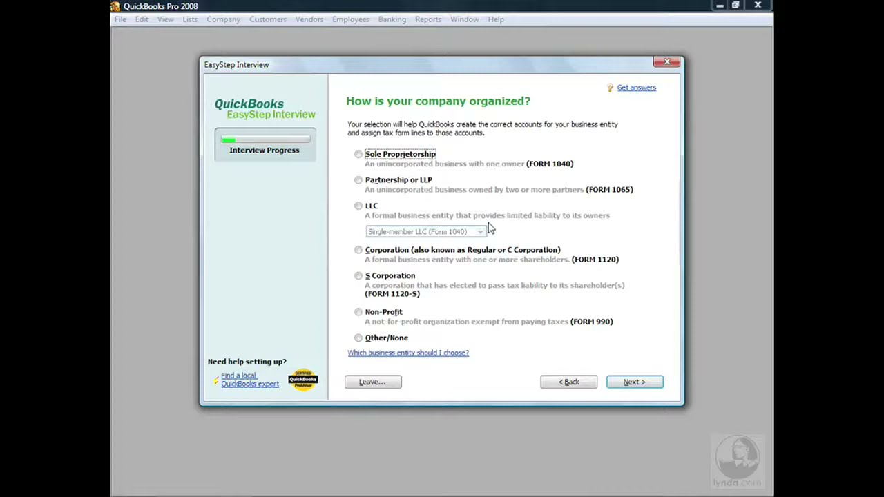 Quickbooks Tutorial Starting The Easy Step Interview Youtube