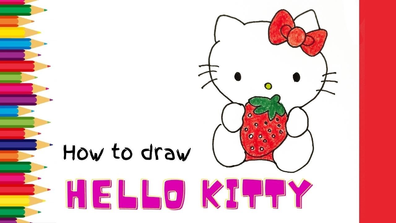 How To Draw Hello Kitty With A Strawberry