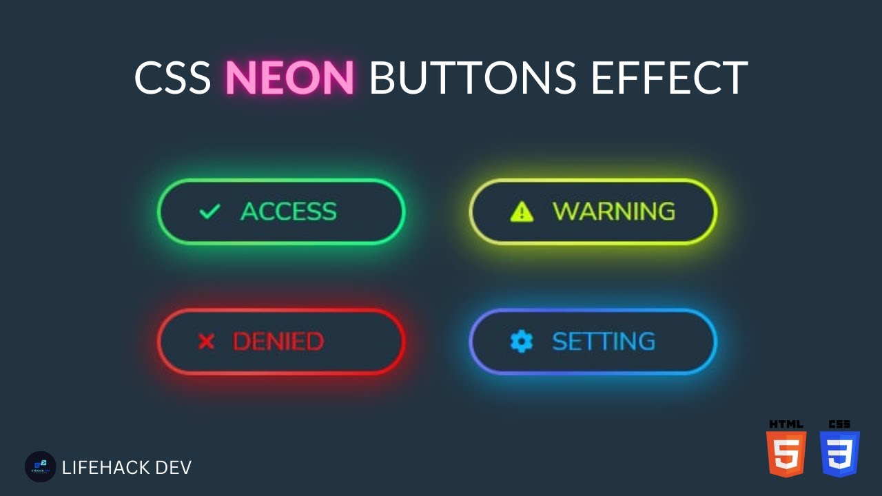 How To Create Neon Buttons Effect Using Css Neon Button Youtube