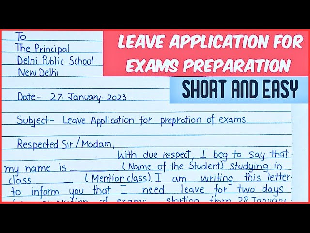 Leave Application Letter Format For Exam Preparation Infoupdate Org