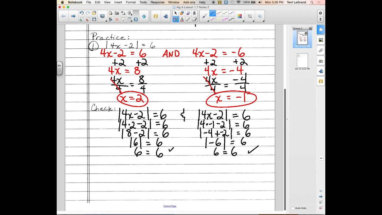 Alg A L 1 7 Notes 2 Recording Youtube