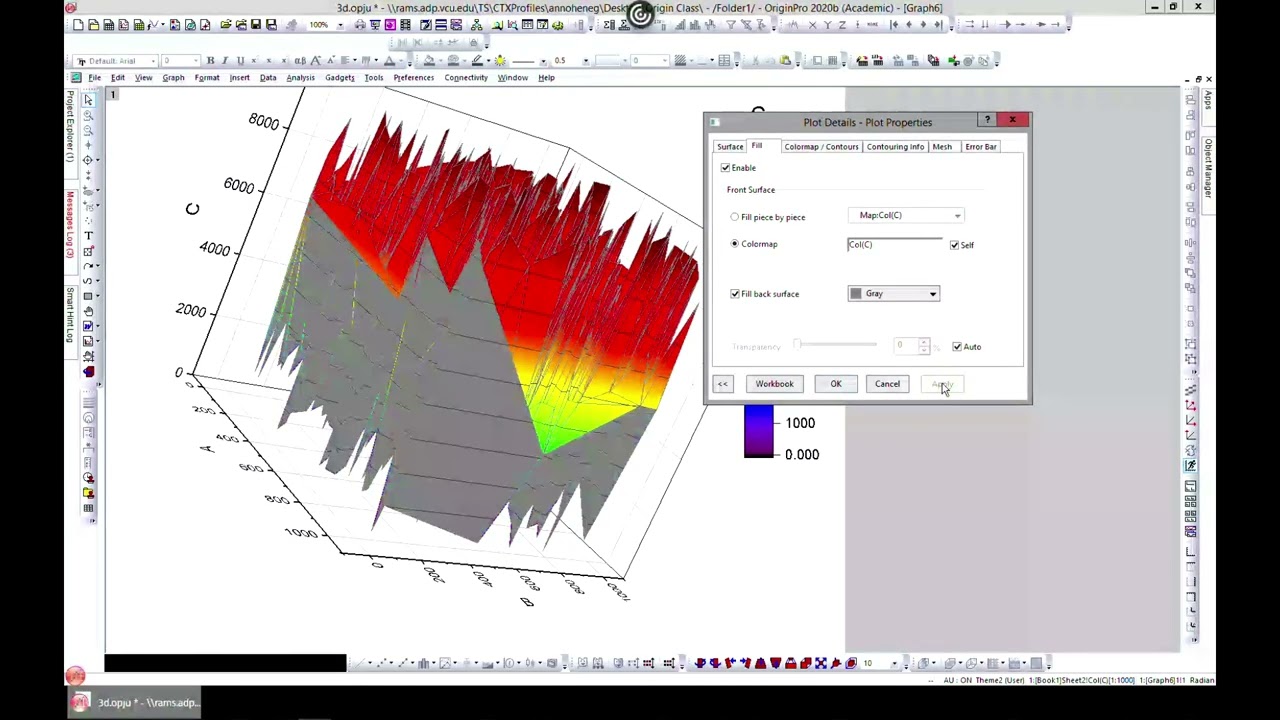 3d Colormap Plot In Originpro Youtube