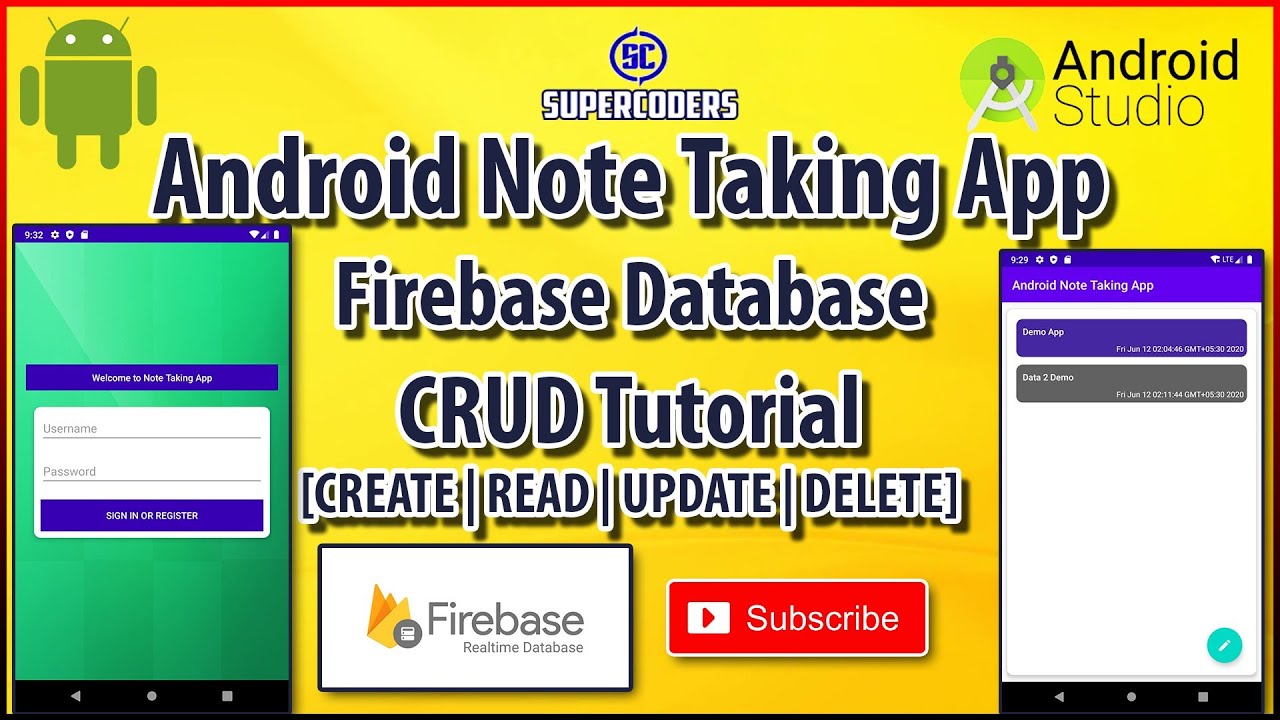 Android Note Taking App Tutorial Firebase Database Crud Example