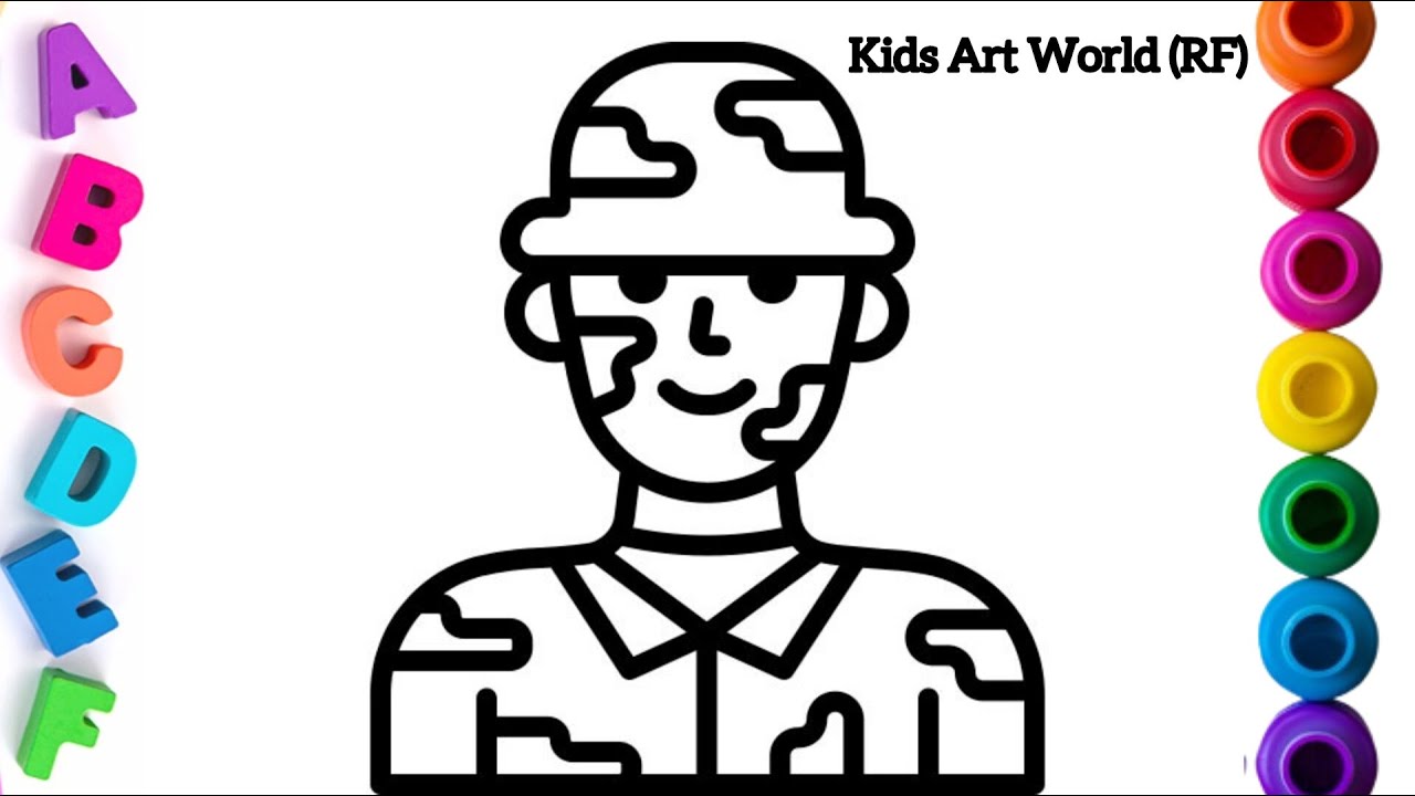 How To Draw Army Soldier Coloring And Painting For Kids And Toddlers