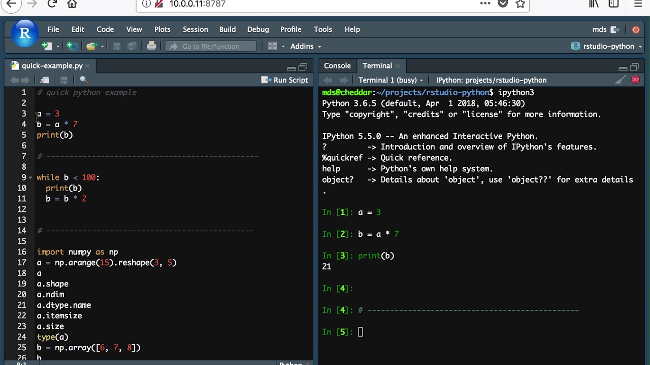 Using Python Inside The Rstudio Server Ide Youtube