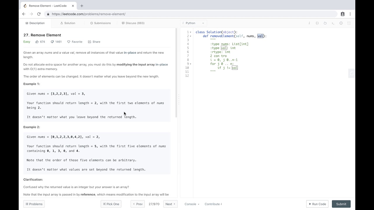 Array Giải Bài 27 Remove Element Youtube