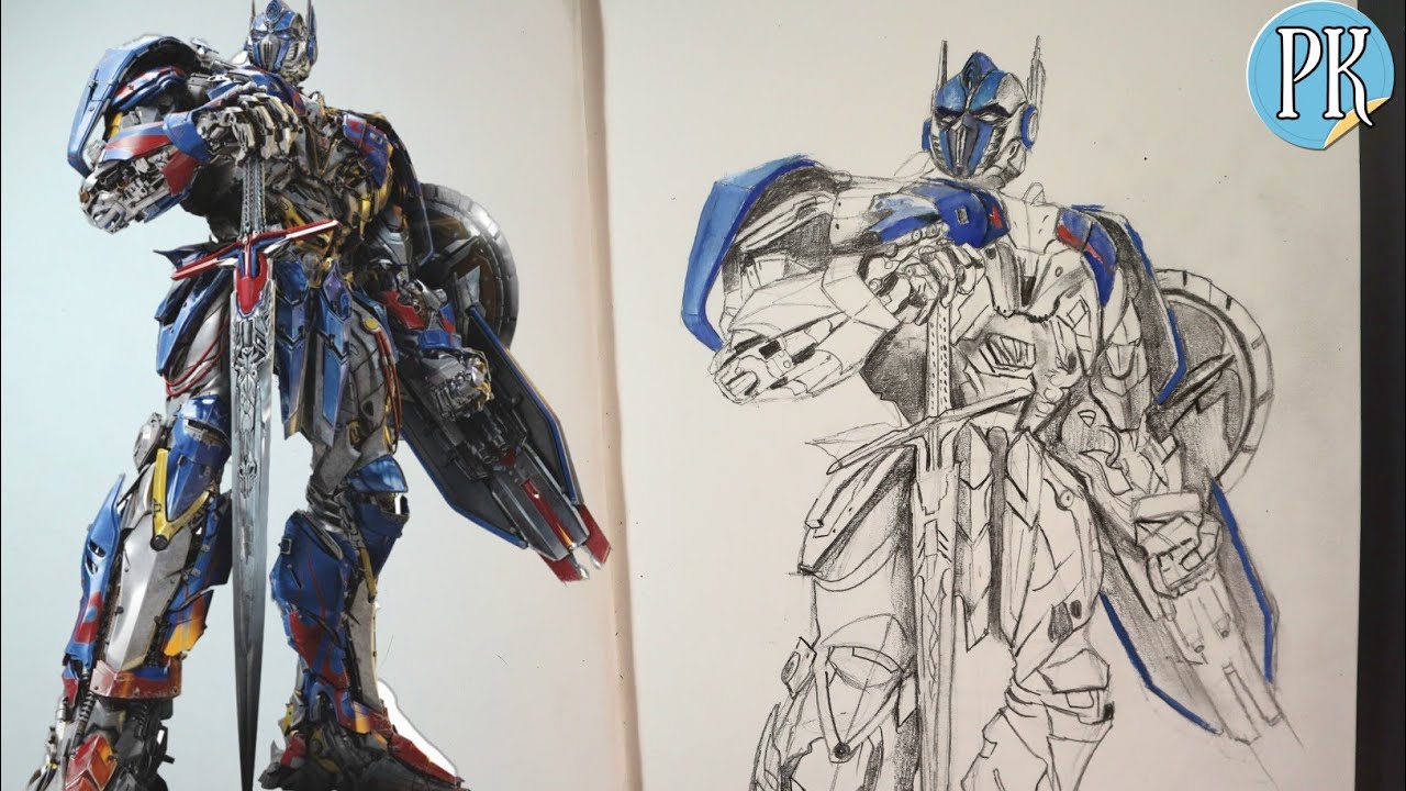 How To Draw Optimus Prime Transformers In Step By Step Drawing Lesson