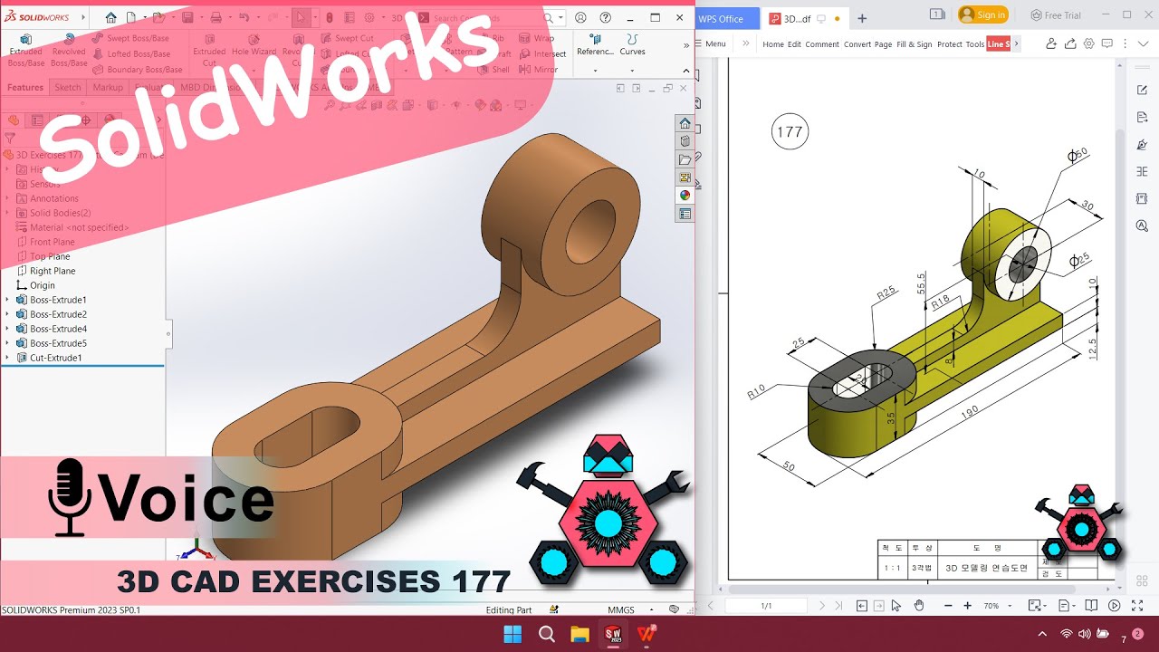 Solidworks 3d Cad Exercises 177 Studycadcam Solution Tutorial