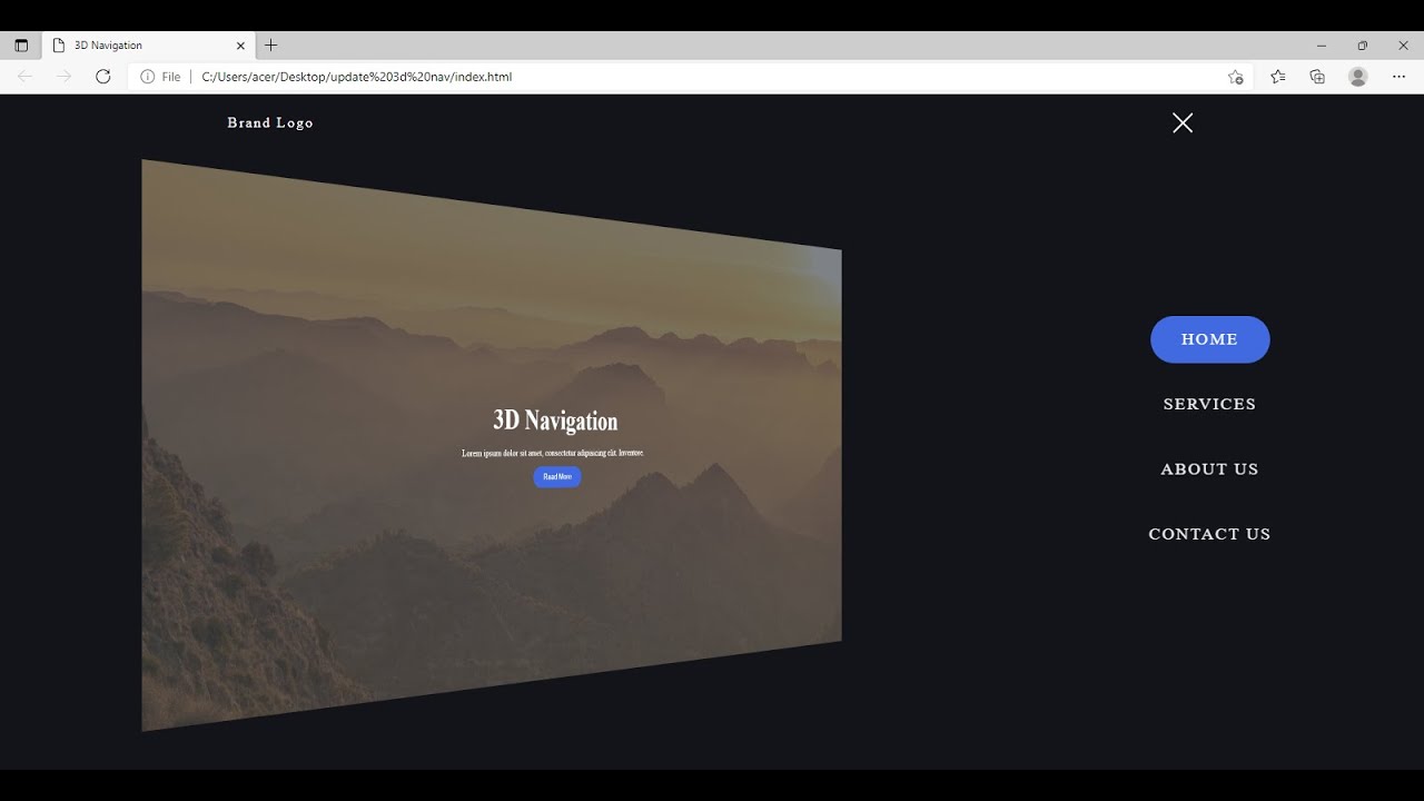 3d Navigation Bar Using Html Css Js Css Animation Youtube