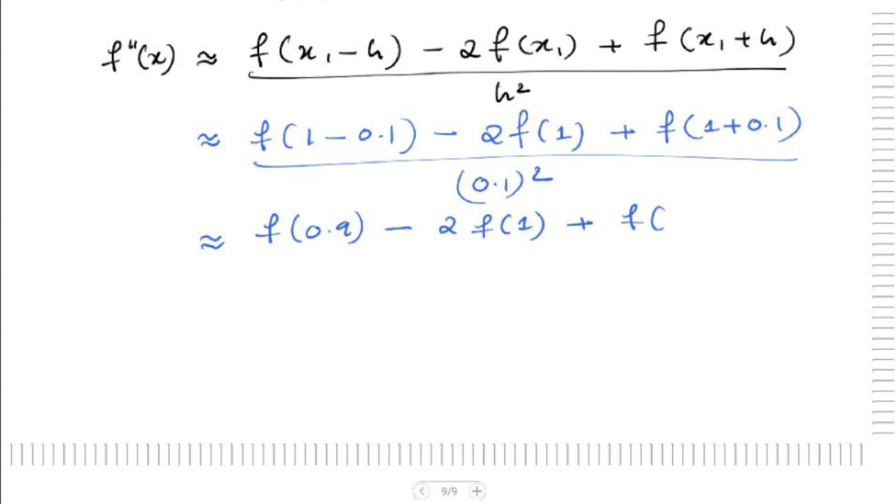 Numerical Differentiation Second Order Central Difference Numerical