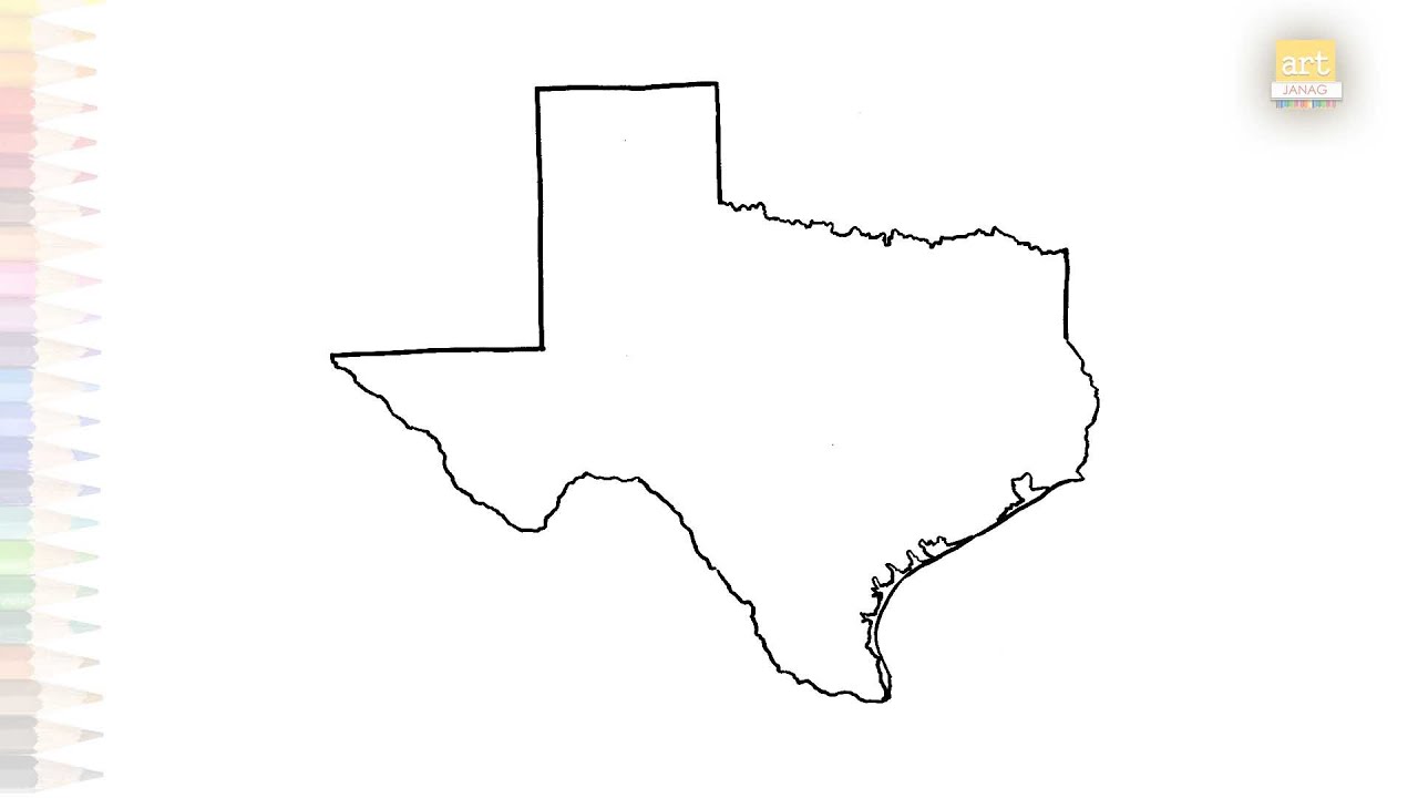 Texas State Map Drawing Easy Drawing Tutorial How To Draw Texas Map
