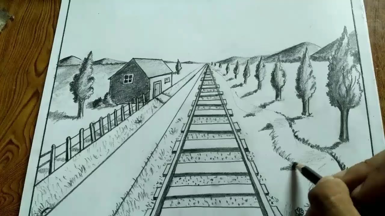 One Point Perspective Landscape Drawing One Point Perspective Art