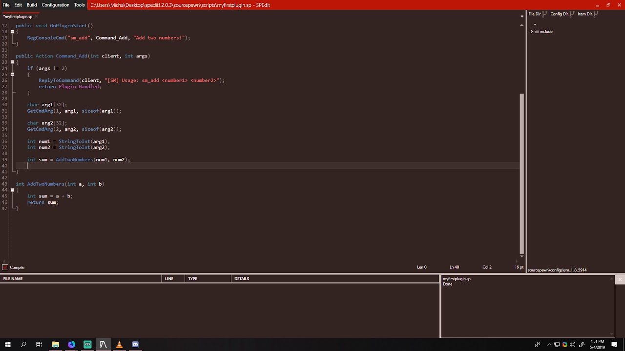 Sourcemod Plugin Tutorial 3 Functions Command Arguments Youtube