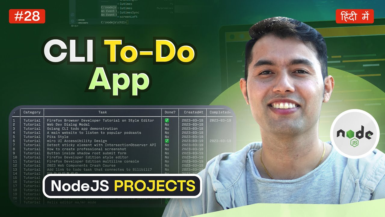 Node Js Project 1 Build A Cli Todo App Using Node Js Youtube