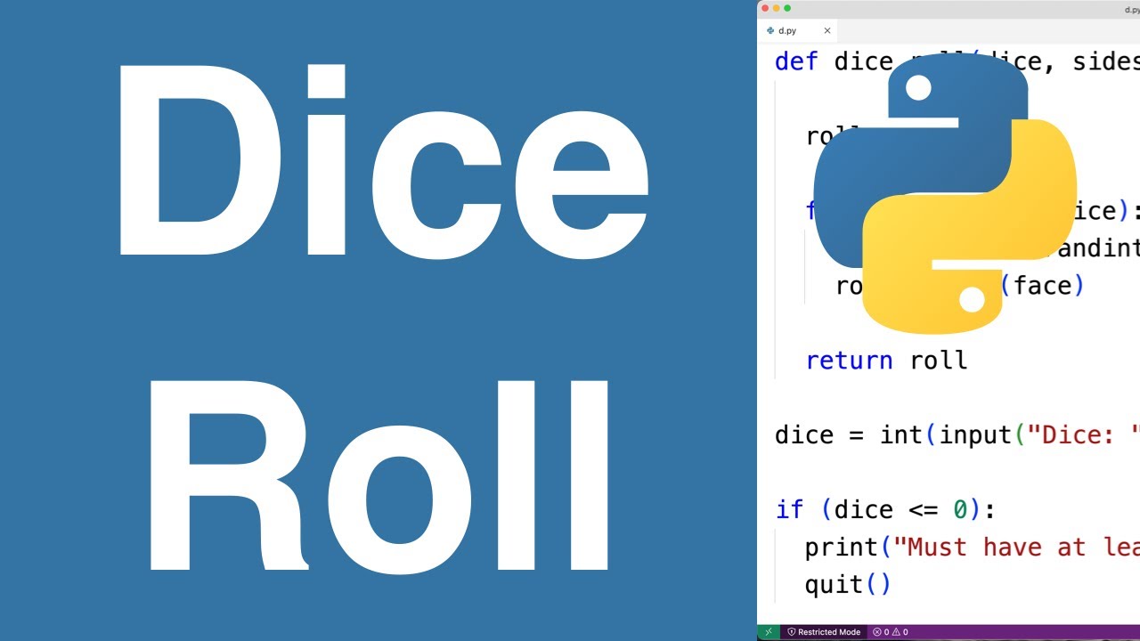 Dice Roll Simulator Python Example Youtube