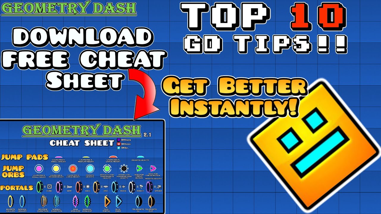 How To Improve At Geometry Dash 10 Tips Free Cheat Sheet Youtube