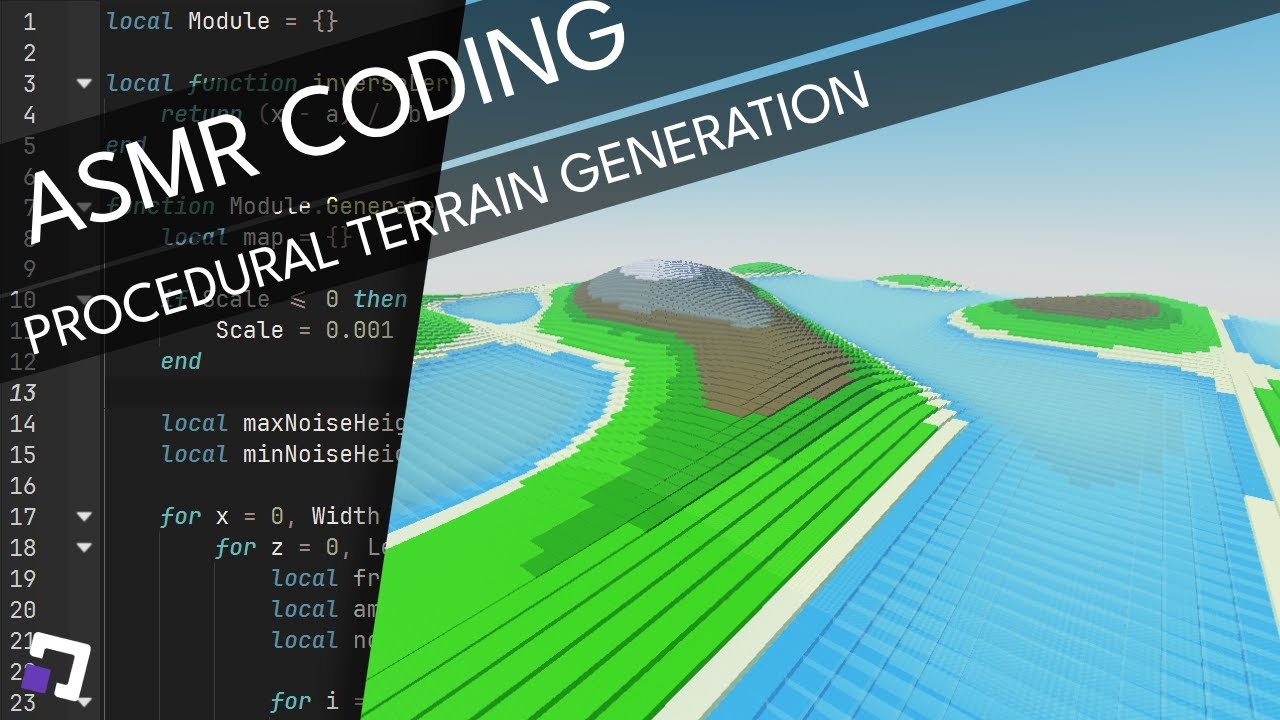 Asmr Coding Procedural Terrain Generation Roblox Studio Youtube