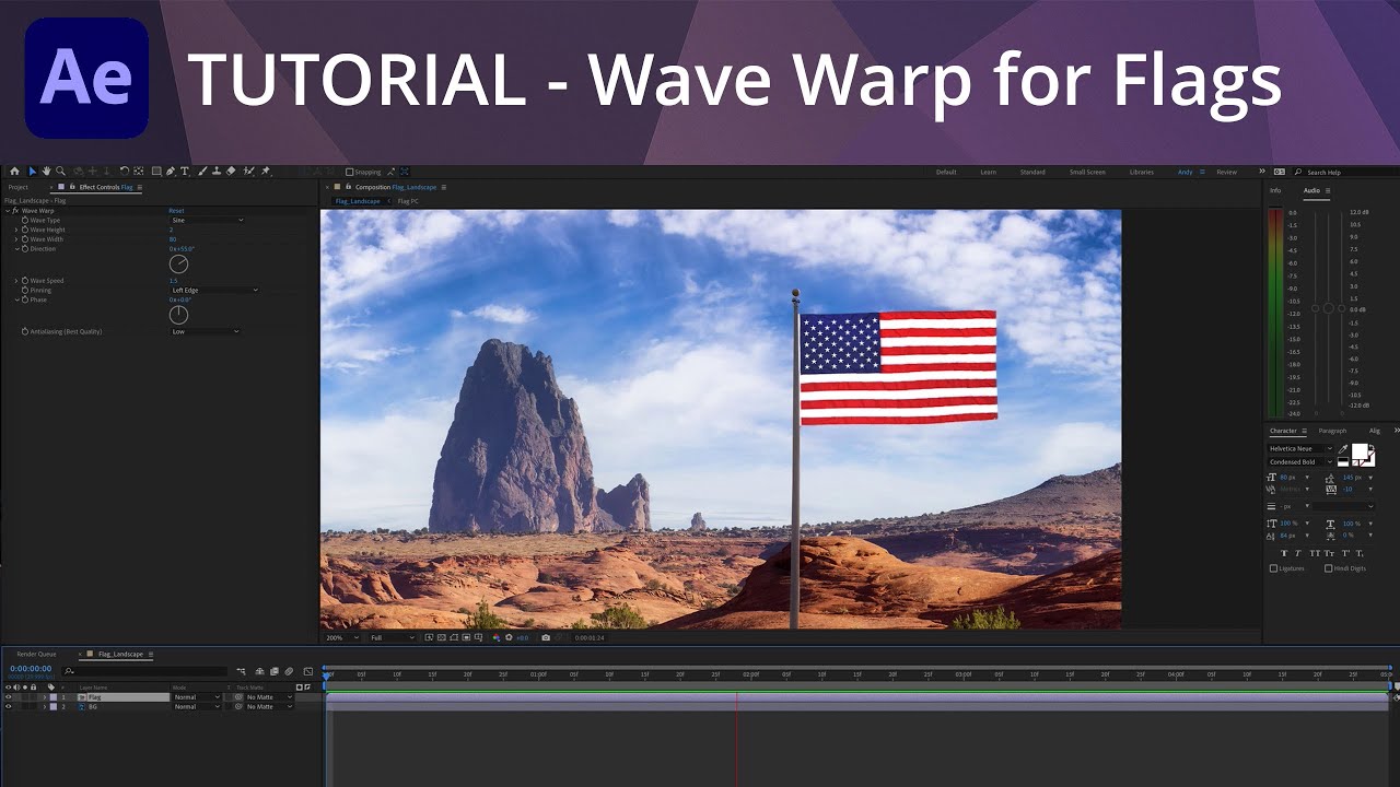 After Effects Tutorial Wave Warp For Flag Motion Youtube