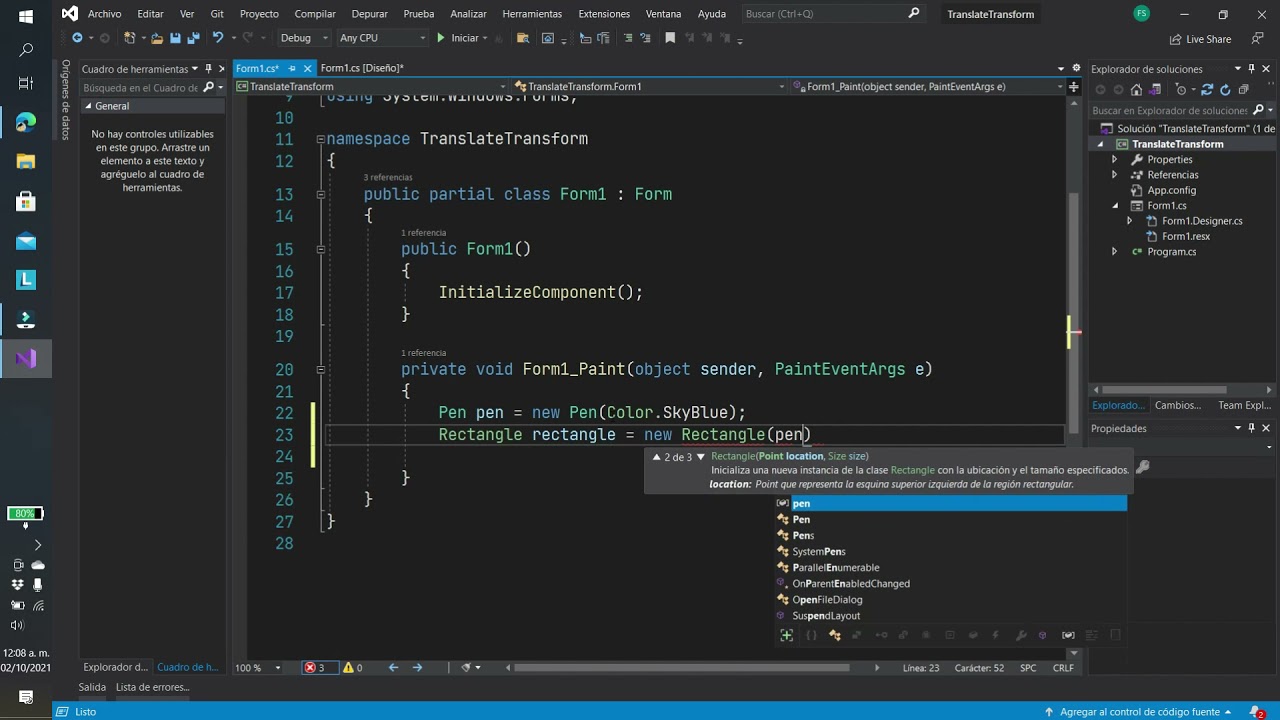 Graficación Translatetransform Youtube