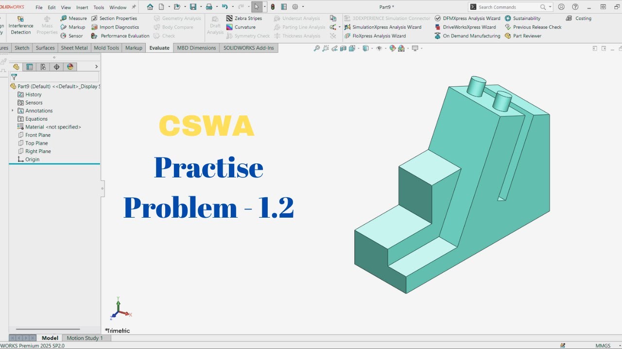 Cswa Practice Problem 1 2 Solidworks Tutorial For Beginners Youtube