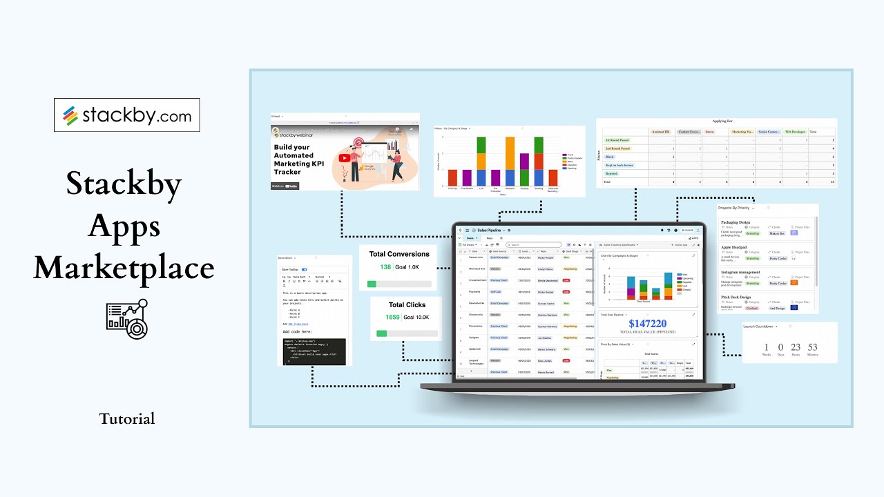 Stackby Tutorial Part 5 Apps Marketplace No Code Dashboards Youtube