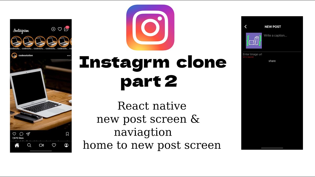 Part 2 Create Instagram New Post Screen Ui With Navigation Route In
