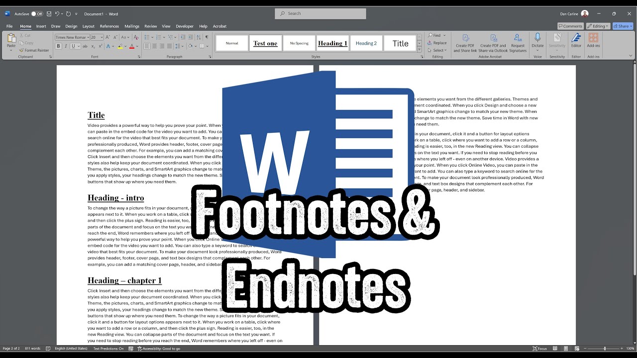 Footnotes Endnotes Microsoft Word Youtube