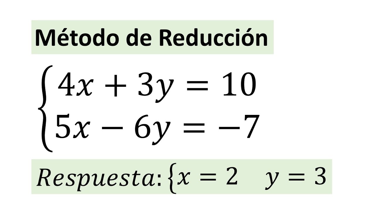 Resolucion De Sistemas De Ecuaciones Metodo De Reduccion Ejemplo 01
