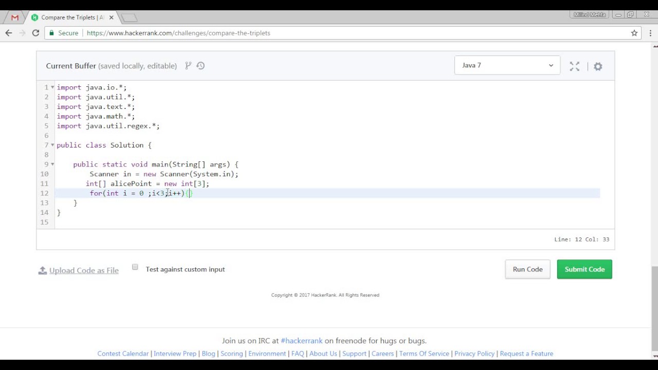Hackerrank Solution Algorithms Comparetriplets Youtube