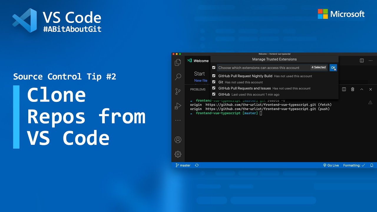 Source Control Tip 2 Clone Repos From Vs Code Youtube
