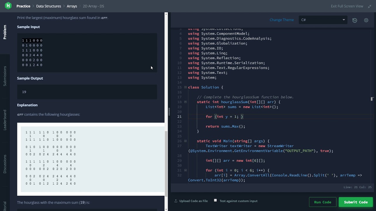 2d Array Ds Hackerrank C Youtube