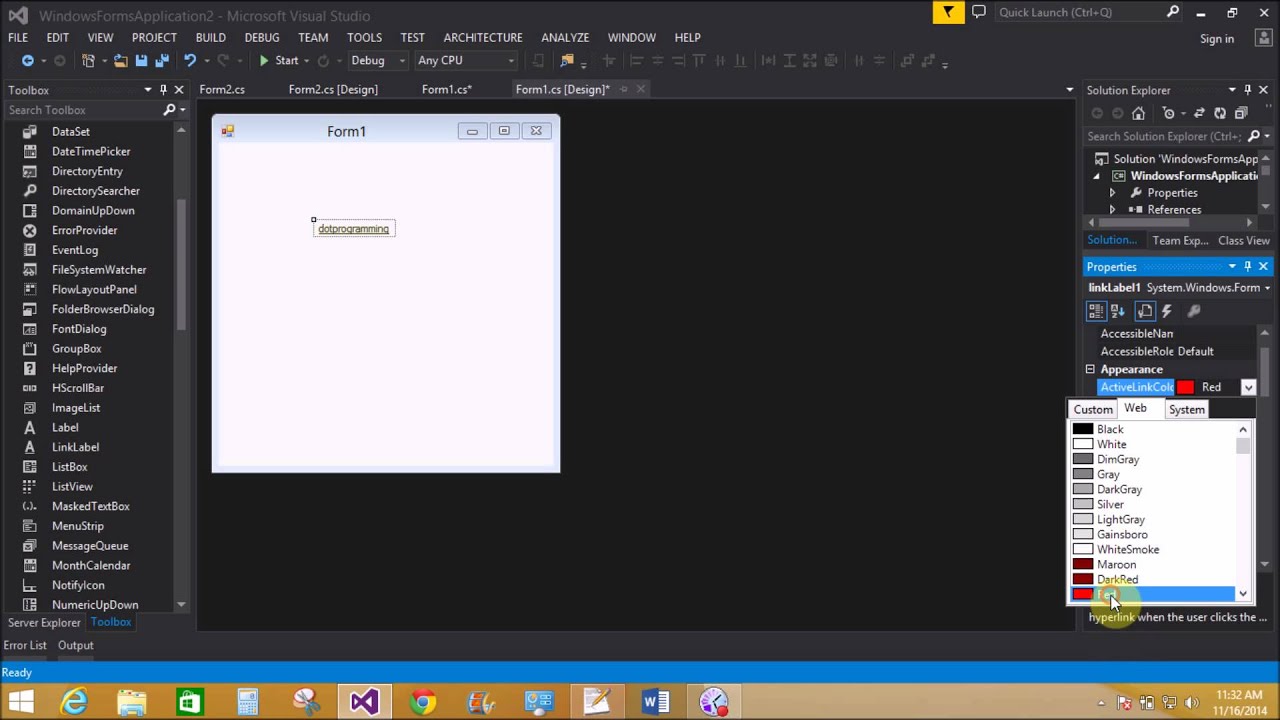 How To Use Linklabel Control In Windows Form C Youtube