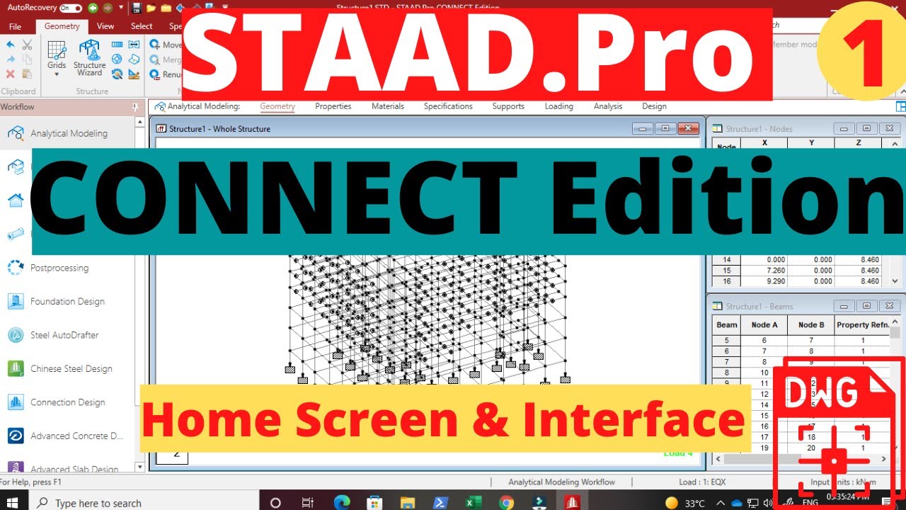 Staad Pro Connect Edition Tutorial 1 Interface Youtube