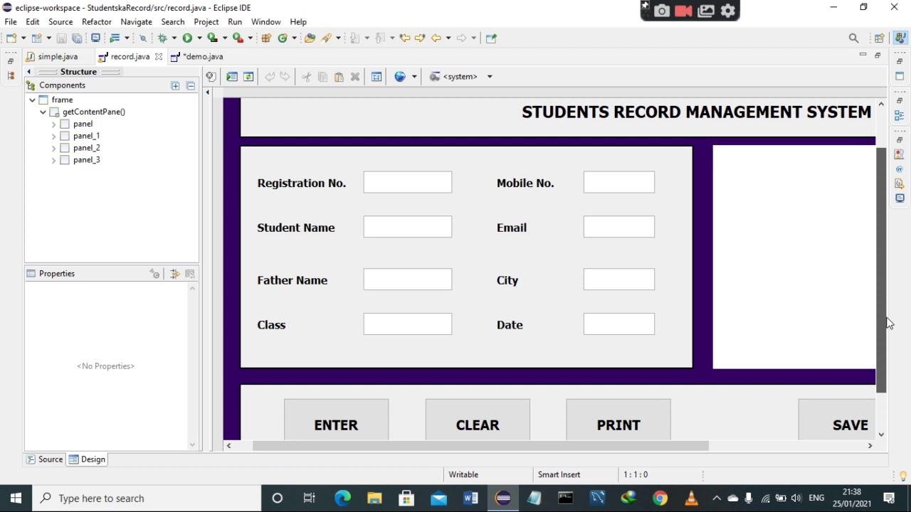 How To Design Students Record Management System In Java Java Eclipse
