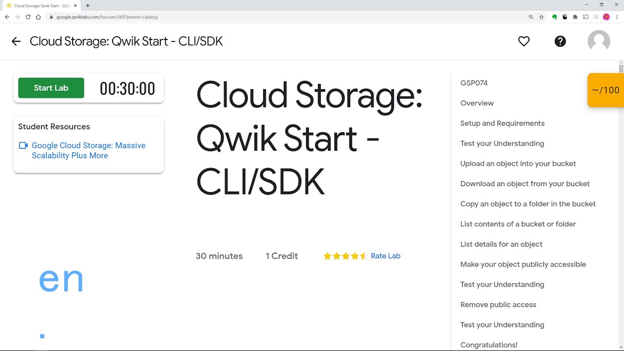 Qwiklabs Cloud Storage Qwik Start Cli Sdk Youtube