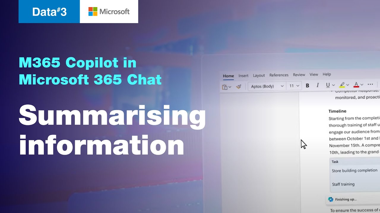 M365 Copilot In Microsoft 365 Chat Summarising Information Youtube